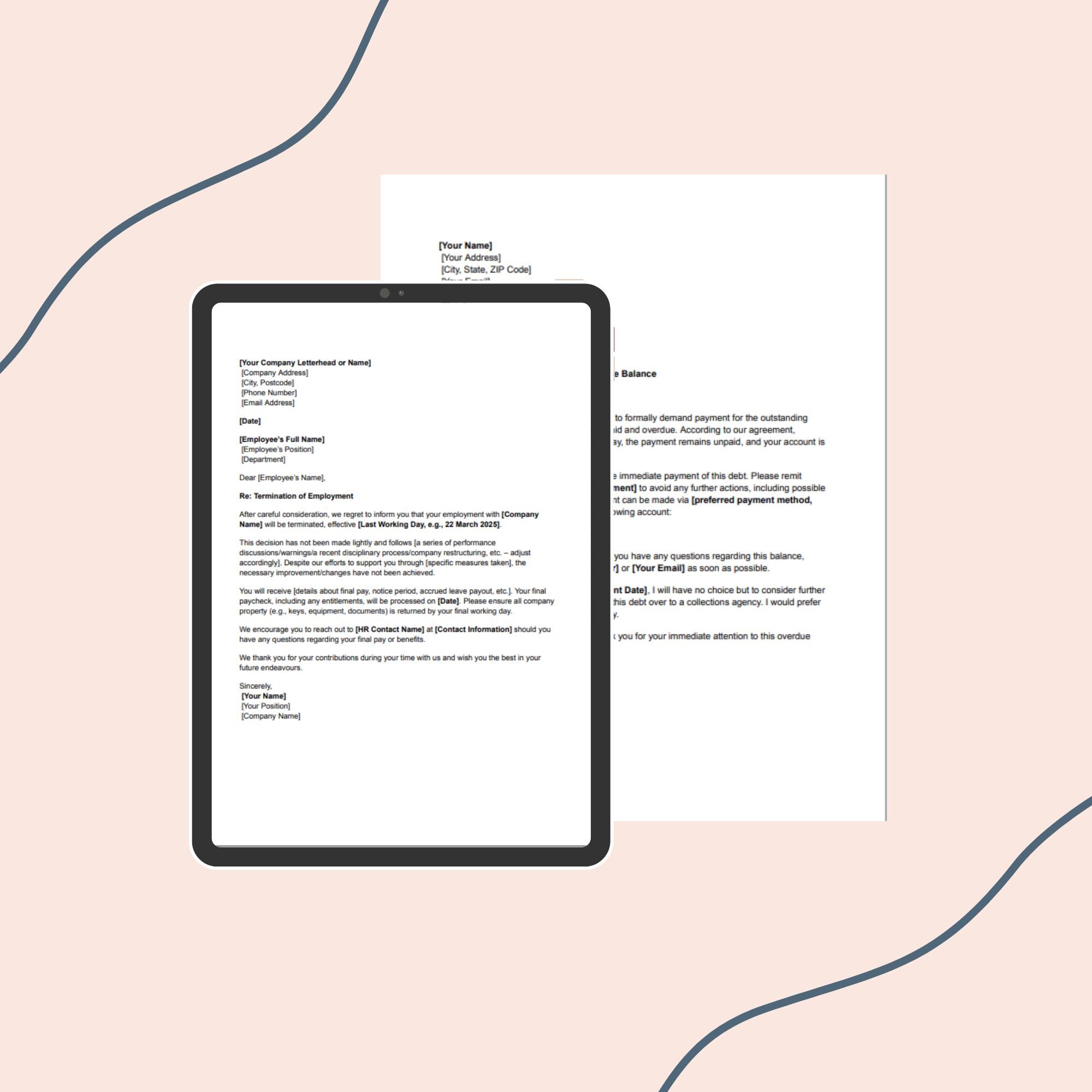 Employee Termination Letter Template Formal Termination Notice Job ...