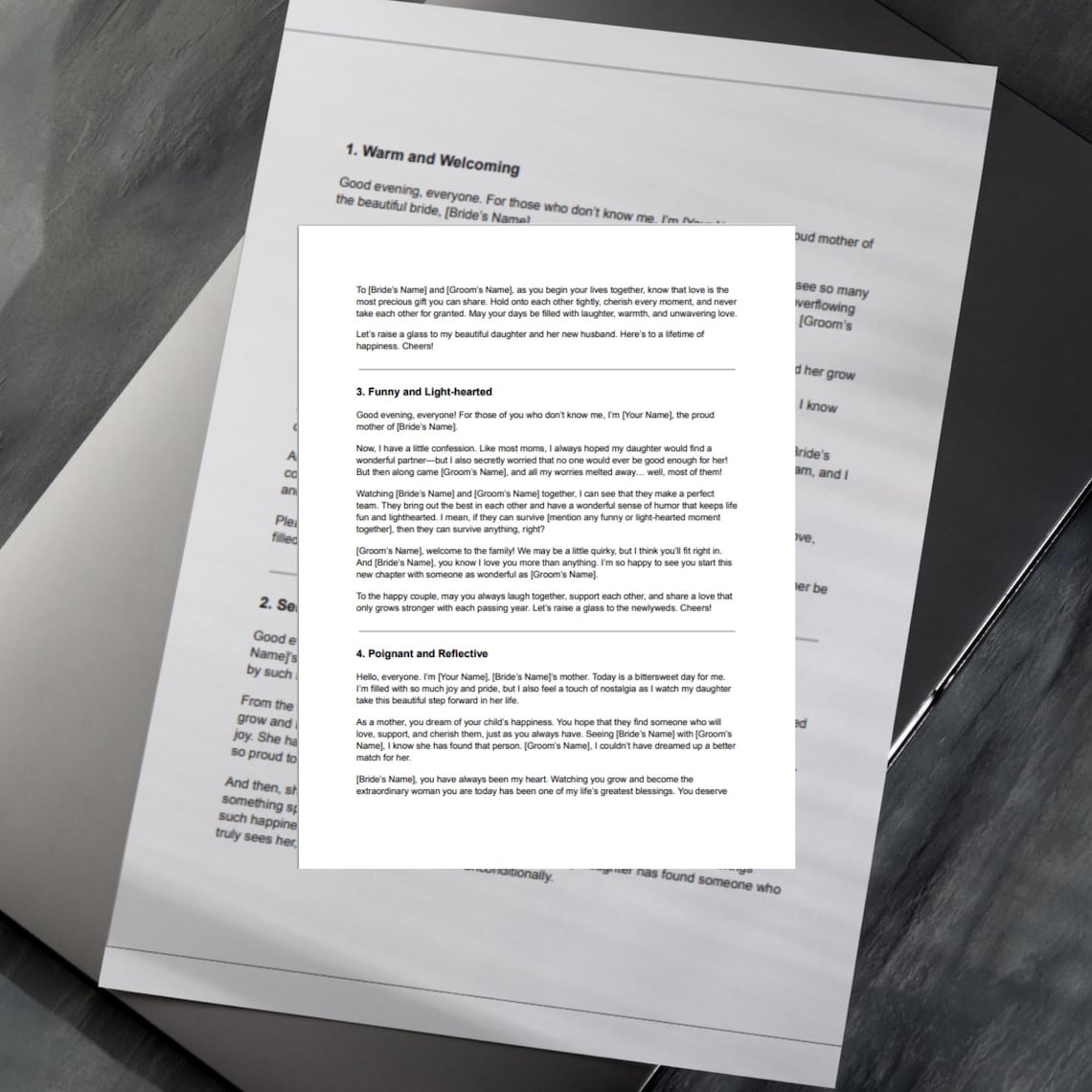 Mother of Bride Speech Toast Blessing Editable Mother of Bride Blessing ...