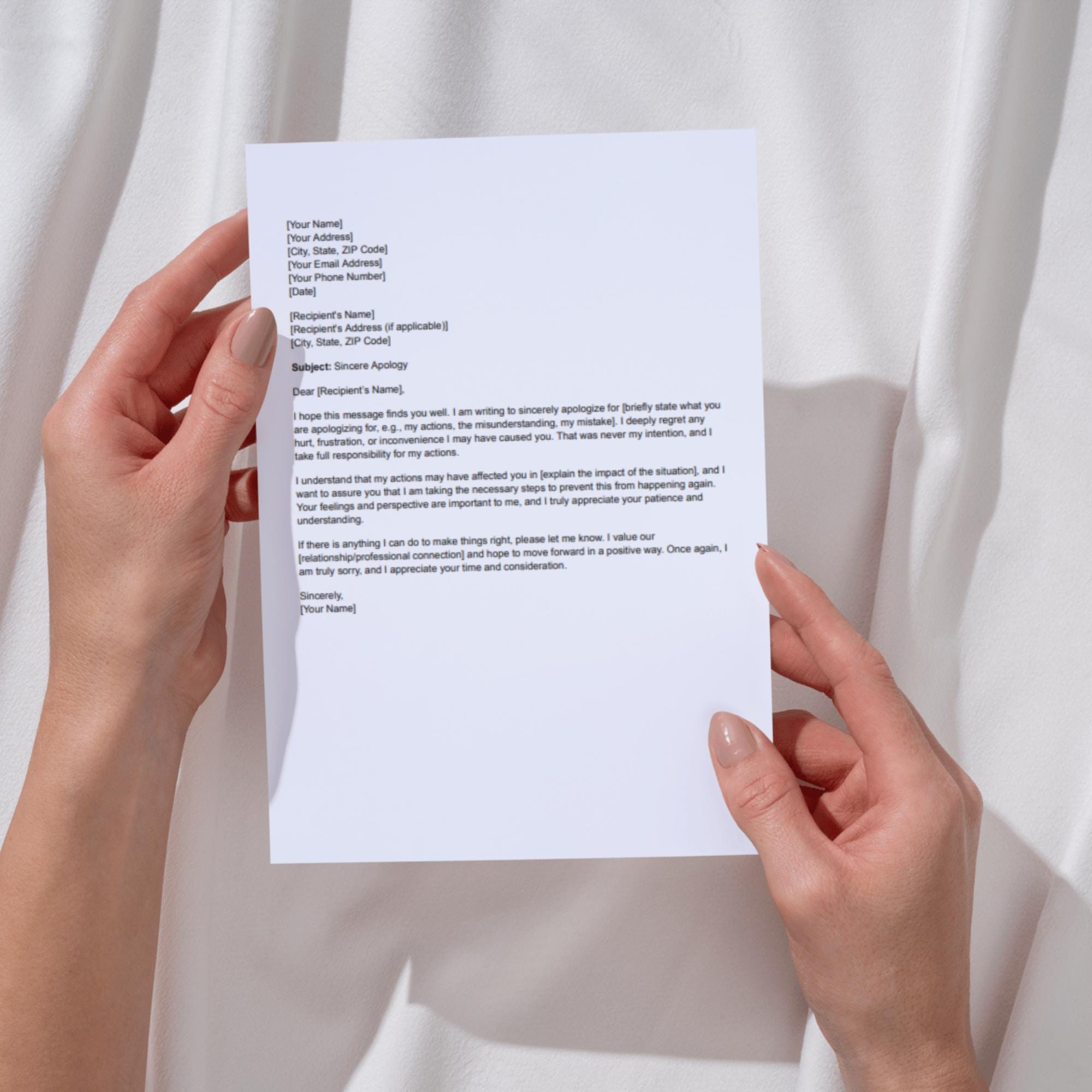 Apology Letter Template Professional Apology Letter Template Apology ...