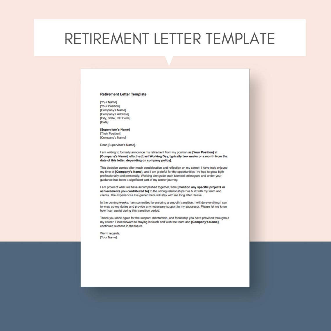 Retirement Letter Template Letter of Retirement Retiree Letter ...