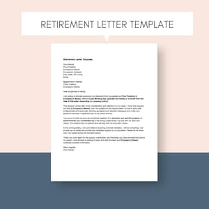 Retirement Letter Template Letter of Retirement Retiree Letter ...