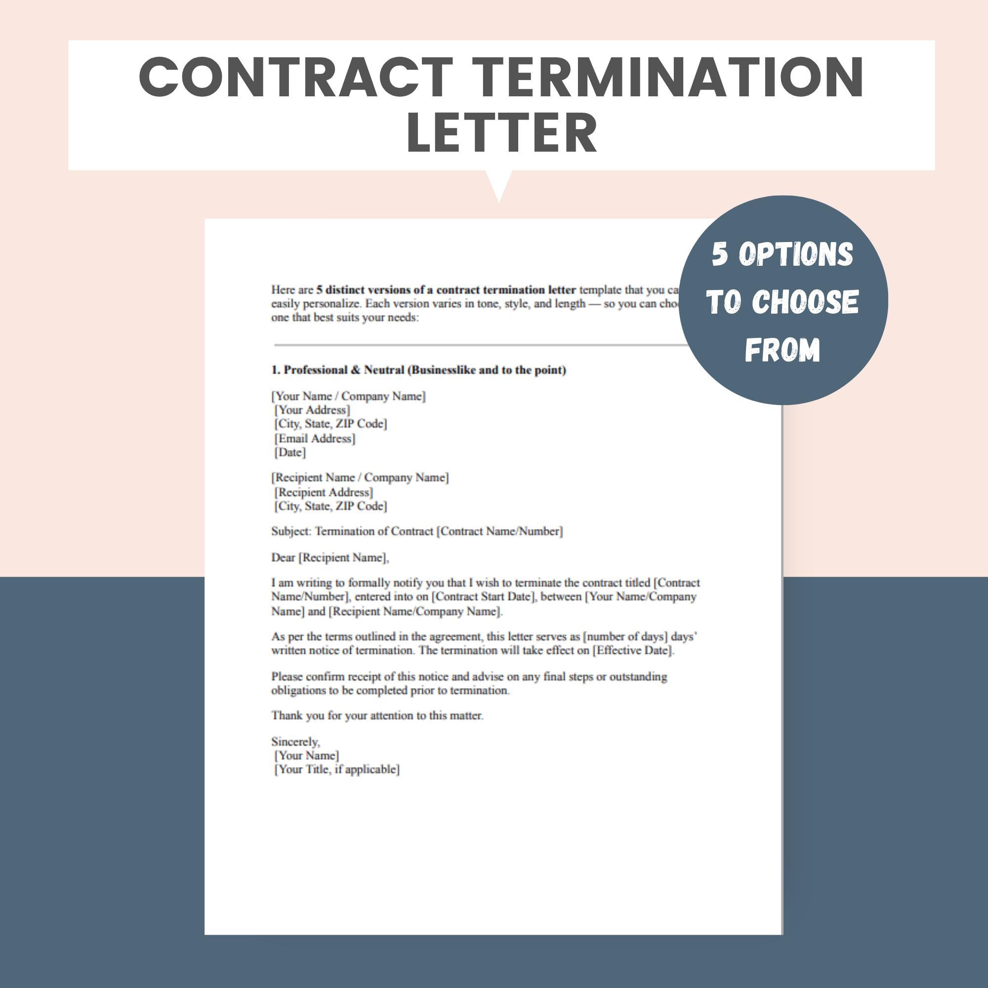 Contract Termination Letter Template Bundle Contract Cancel Notice ...