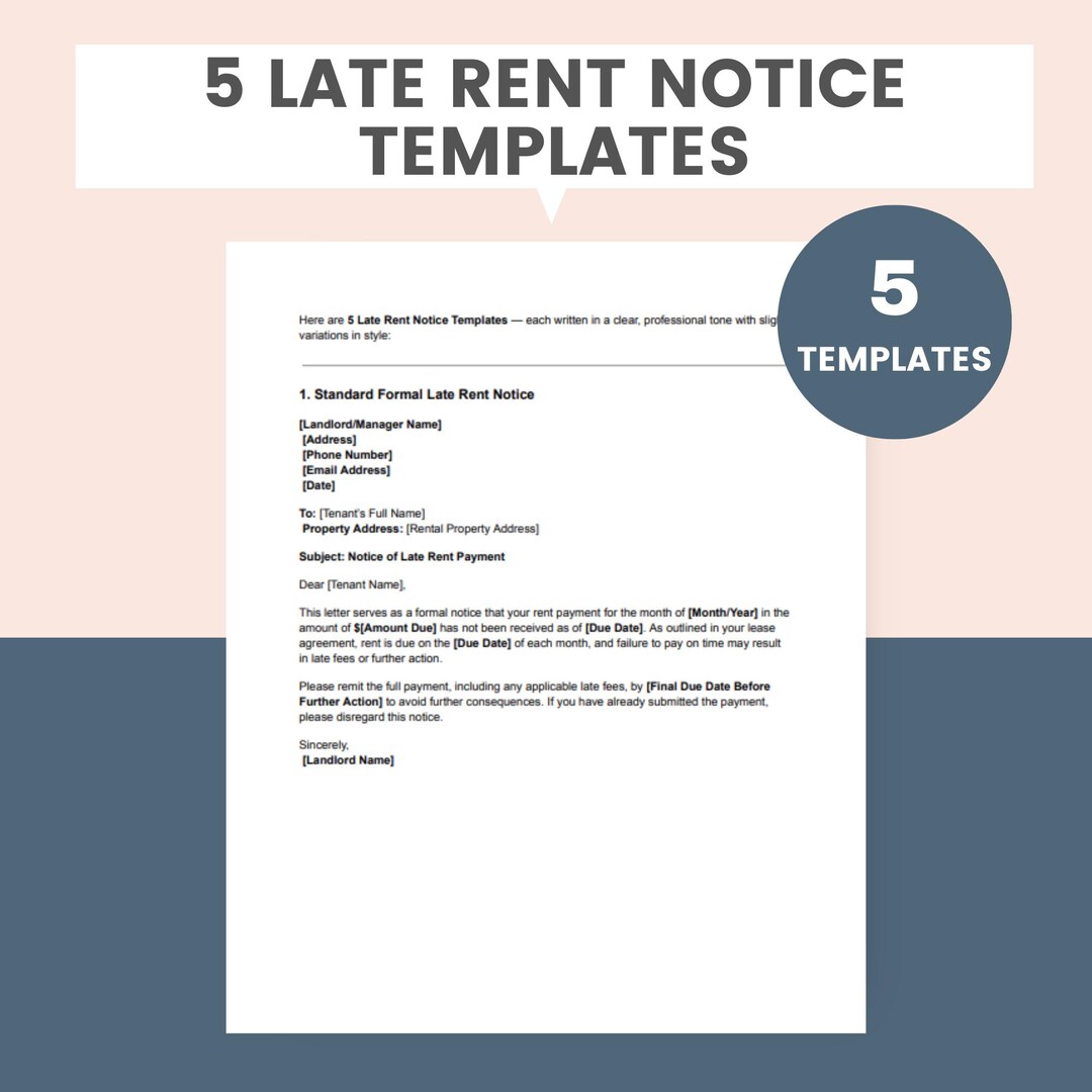 Late Rent Notice Templates 5 Editable Letters Landlord Tenant ...