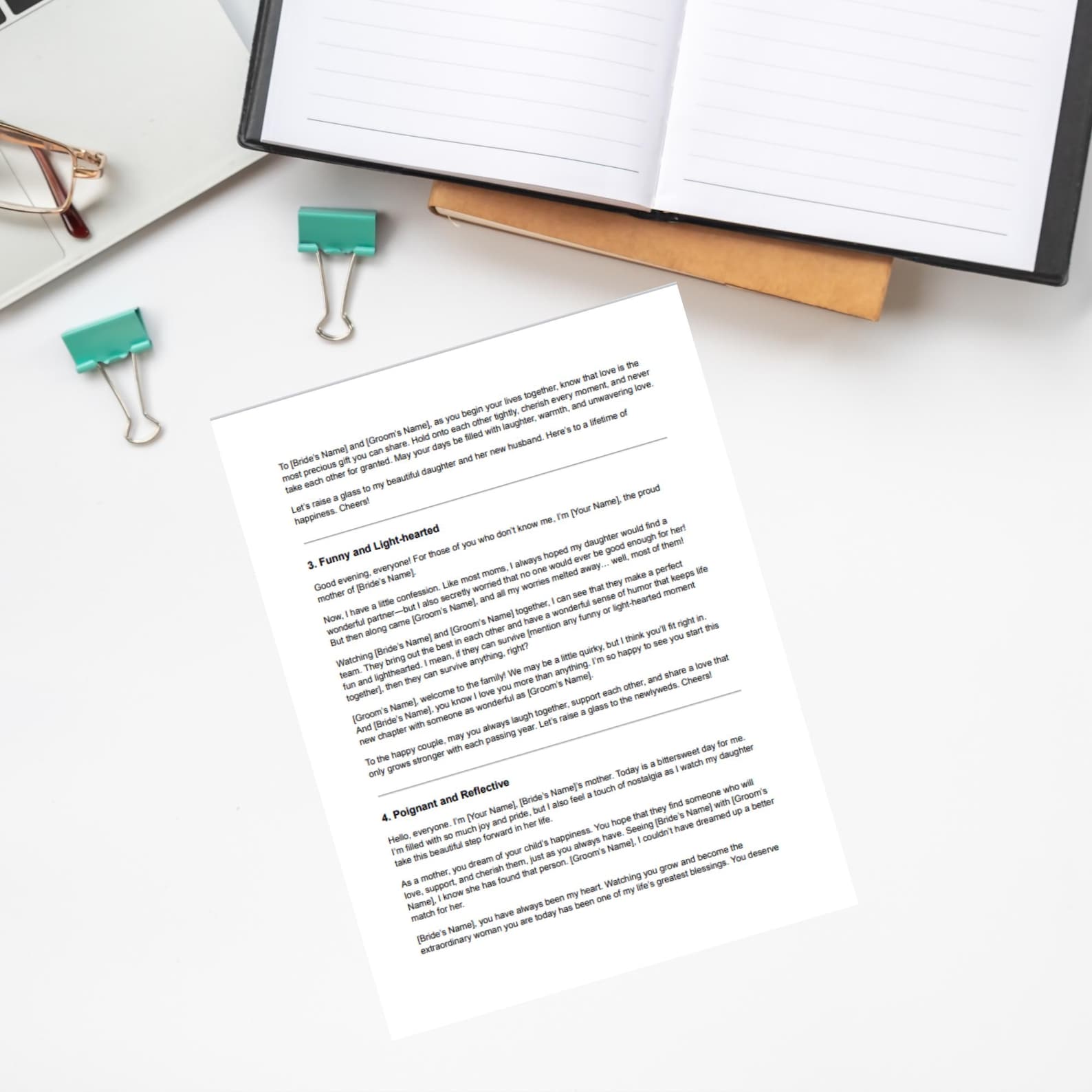 Mother of Bride Speech Toast Blessing Editable Mother of Bride Blessing ...