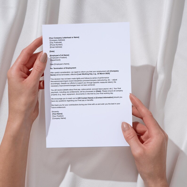 Employee Termination Letter Template Formal Termination Notice Job ...