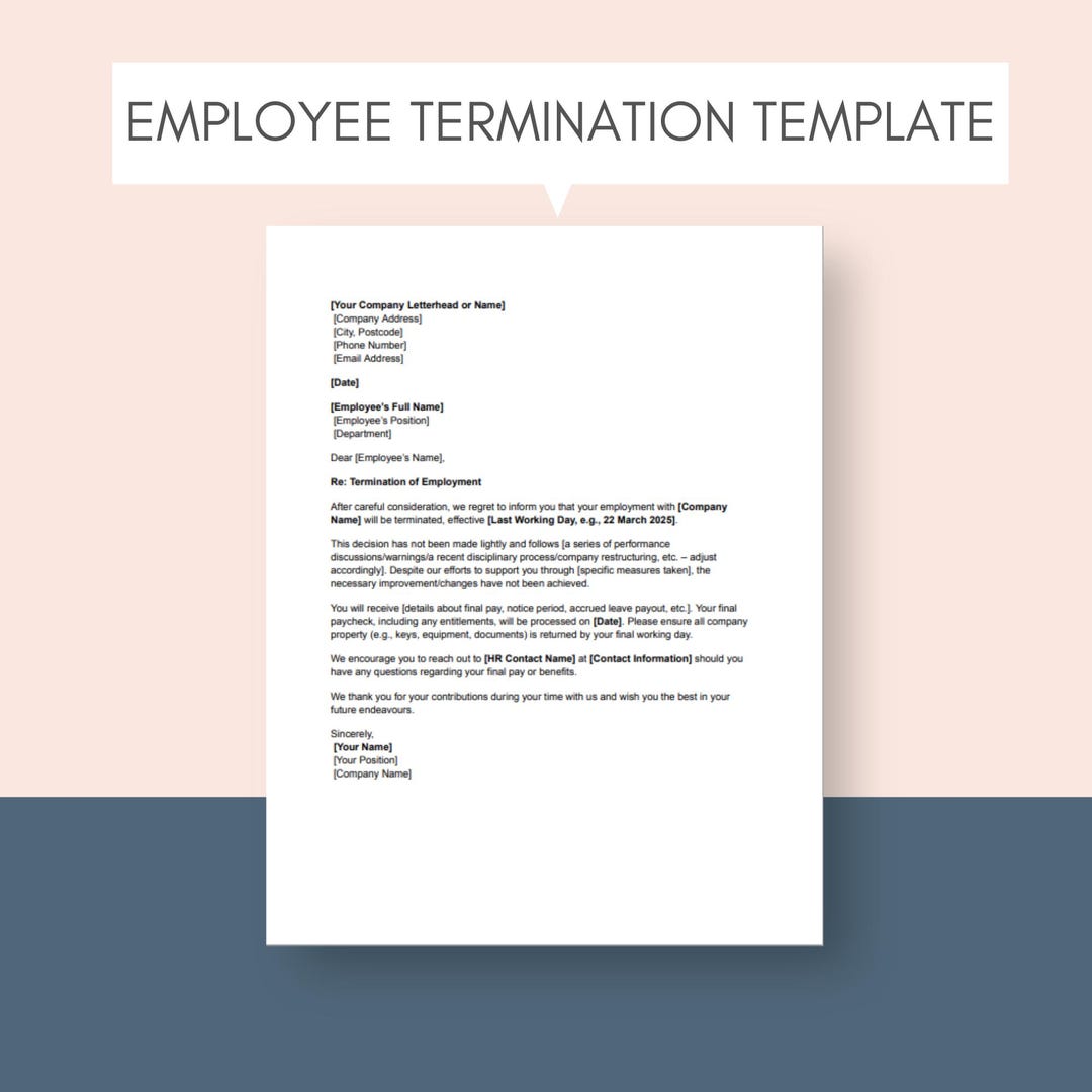 Employee Termination Letter Template Formal Termination Notice Job ...
