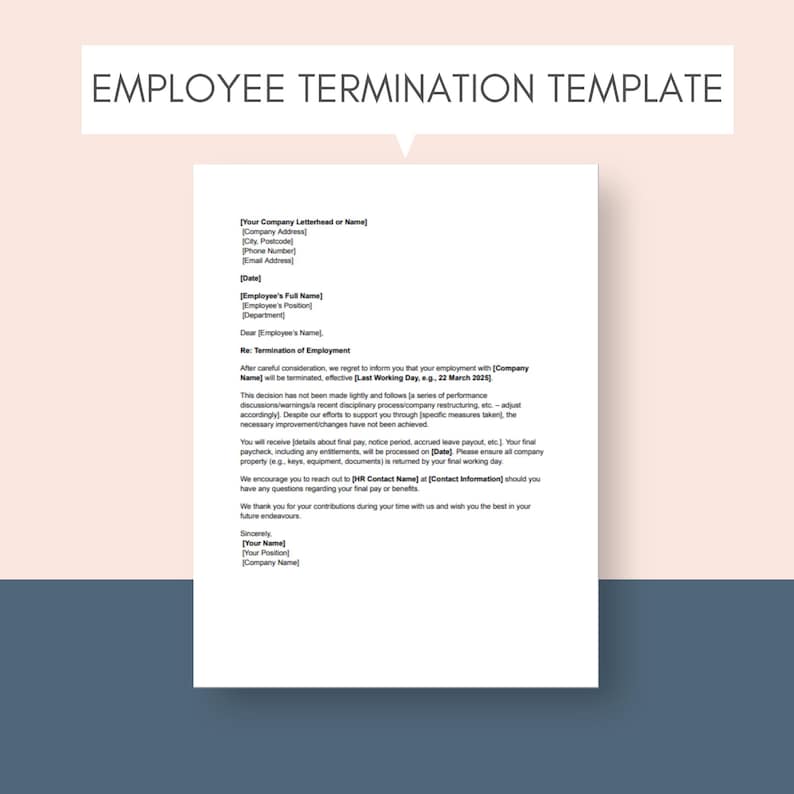 Employee Termination Letter Template Formal Termination Notice Job ...