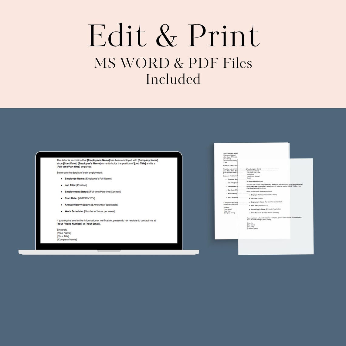 Employment Verification Letter Template Editable in Word and Google ...