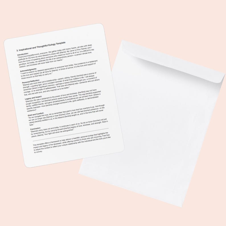 Eulogy Template Editable Funeral Speech Printable Memorial Service ...