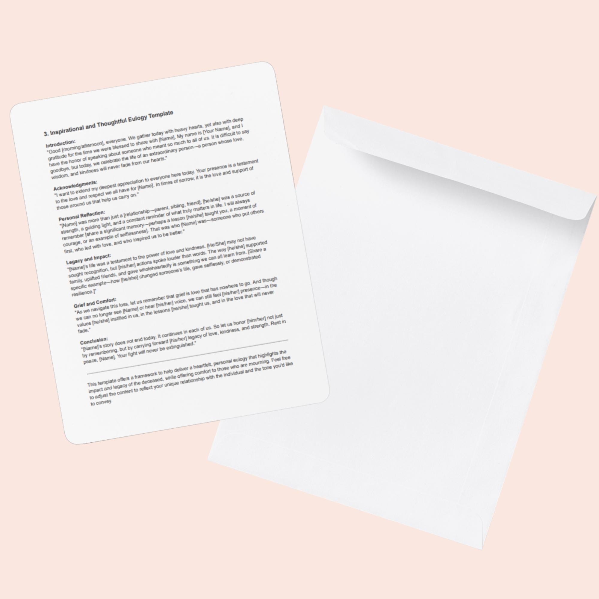 Eulogy Template Editable Funeral Speech Printable Memorial Service ...