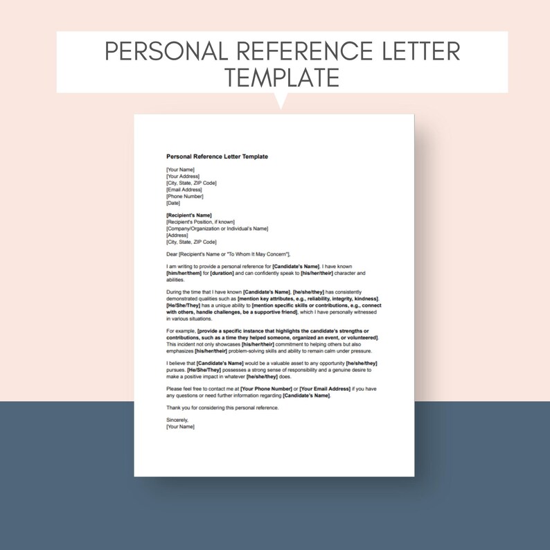Personal Reference Letter Template Personal Reference Letter Format for ...