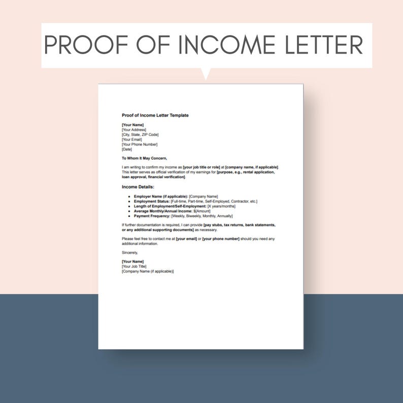 Proof of Income Letter Template Income Verification Letter Salary ...