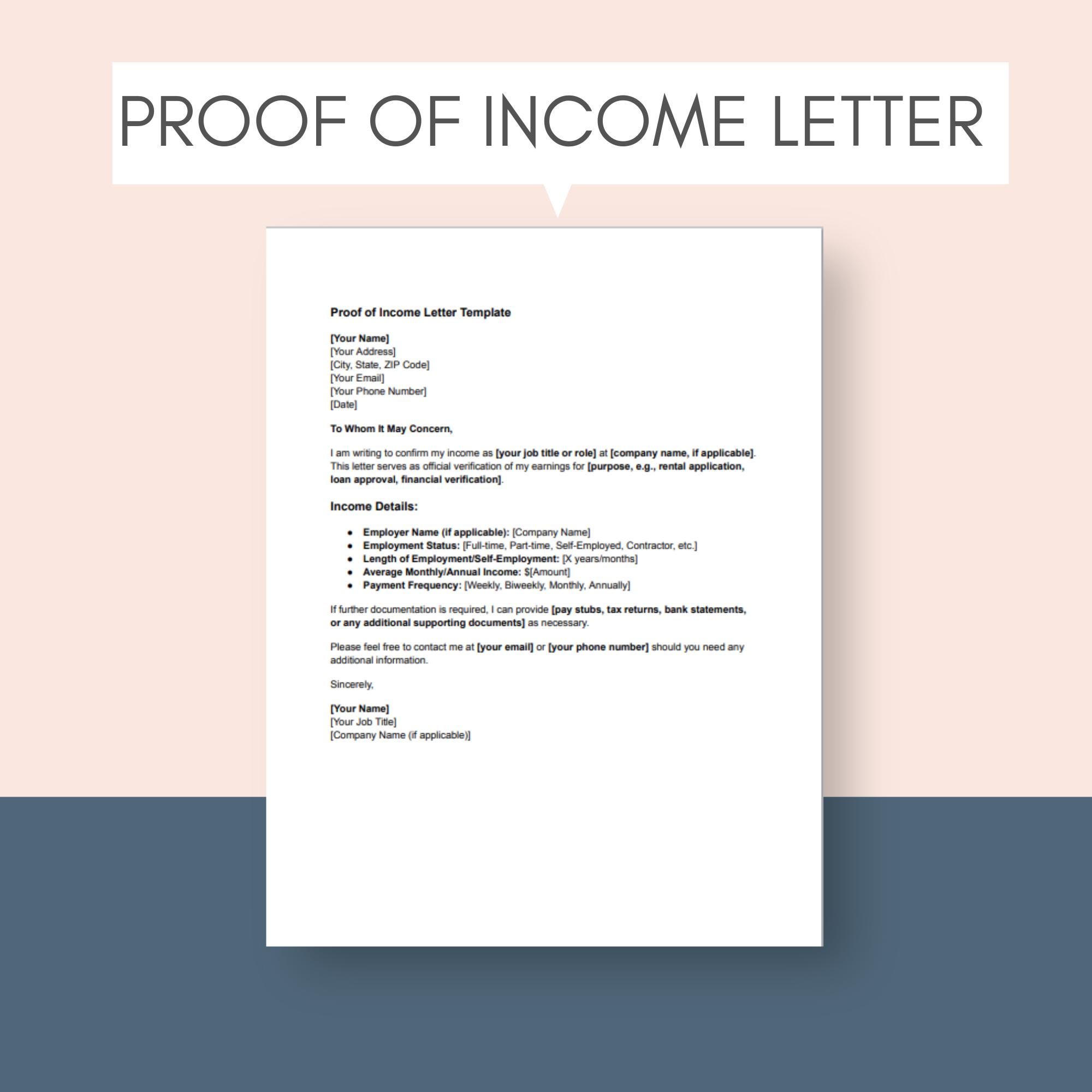 Proof of Income Letter Template Income Verification Letter Salary ...