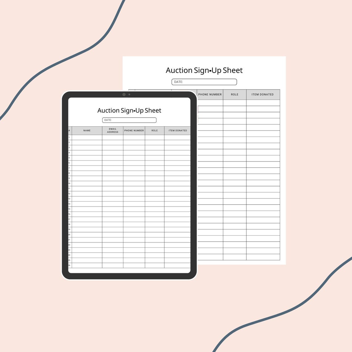 Auction Sign up Sheet Printable Auction Volunteer Form Silent Auction ...