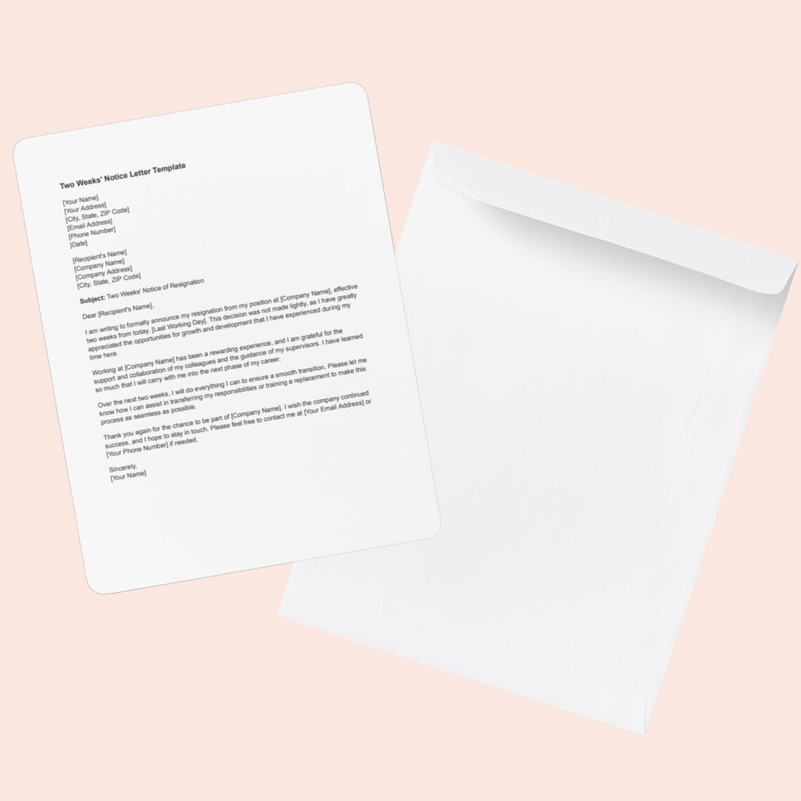 Two Weeks Notice Letter Template Resignation Letter Template Editable ...