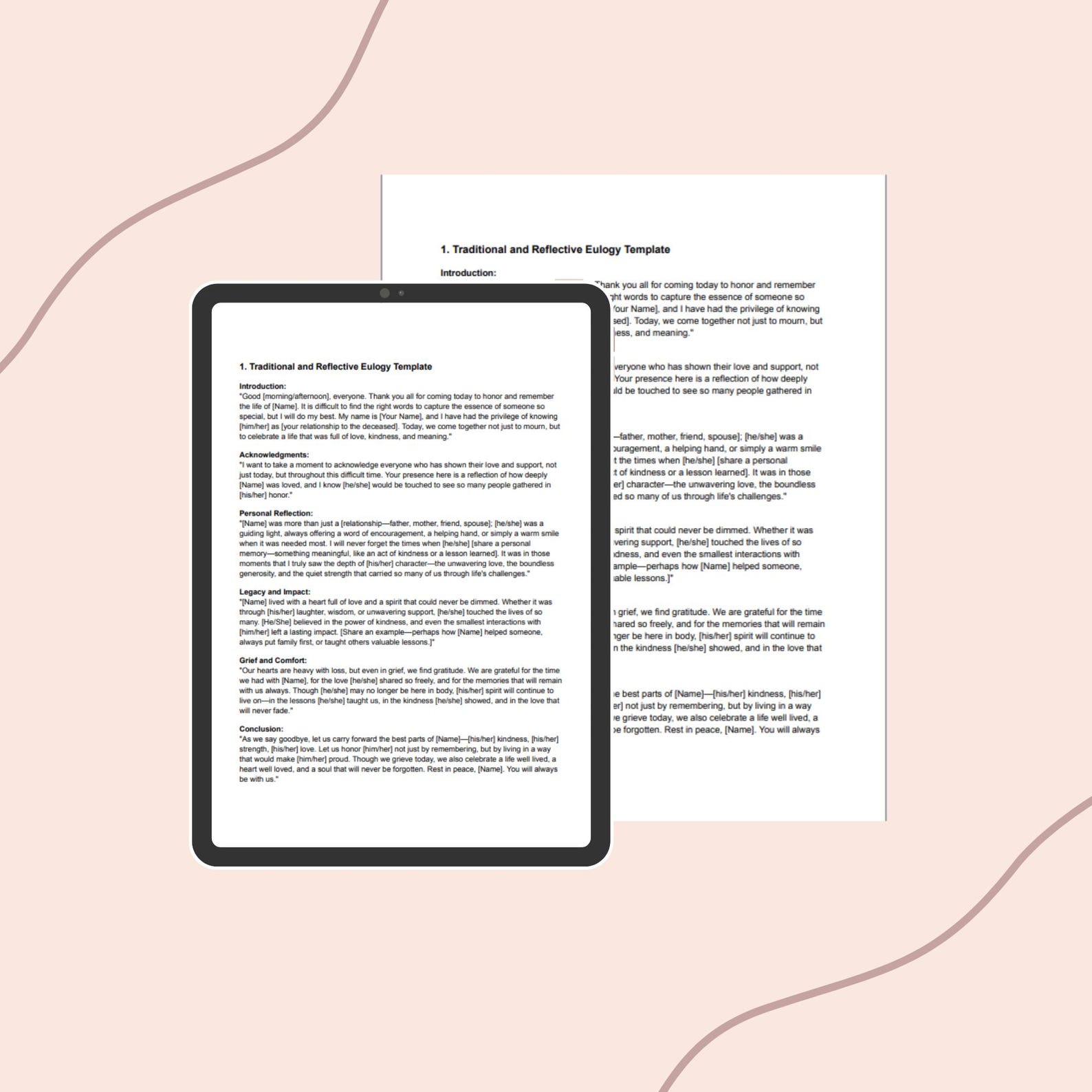 Eulogy Template Editable Funeral Speech Printable Memorial Service ...