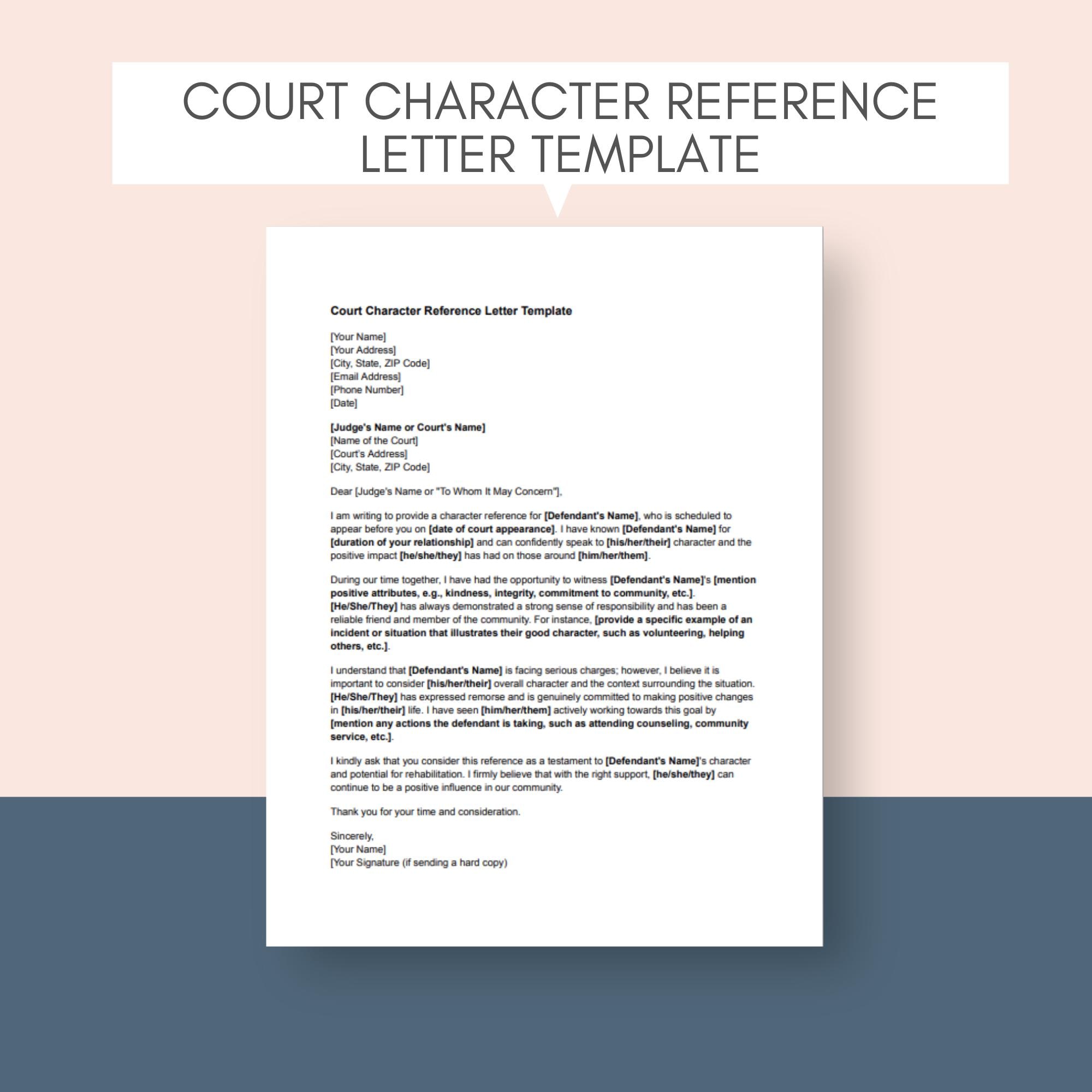 Court Character Reference Letter Court Character Letter Character ...