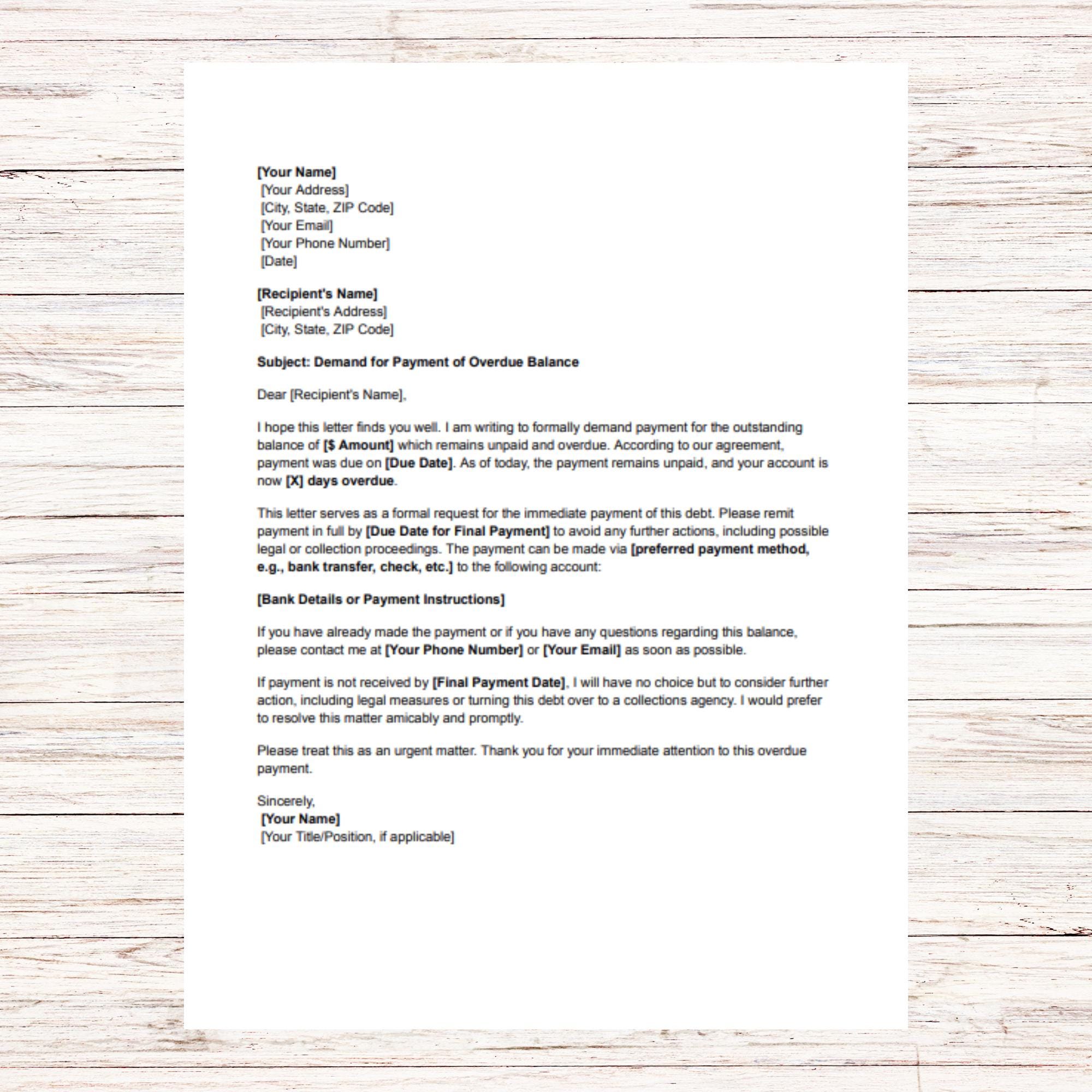 Demand Letter Template Editable Legal Payment Request Breach of ...