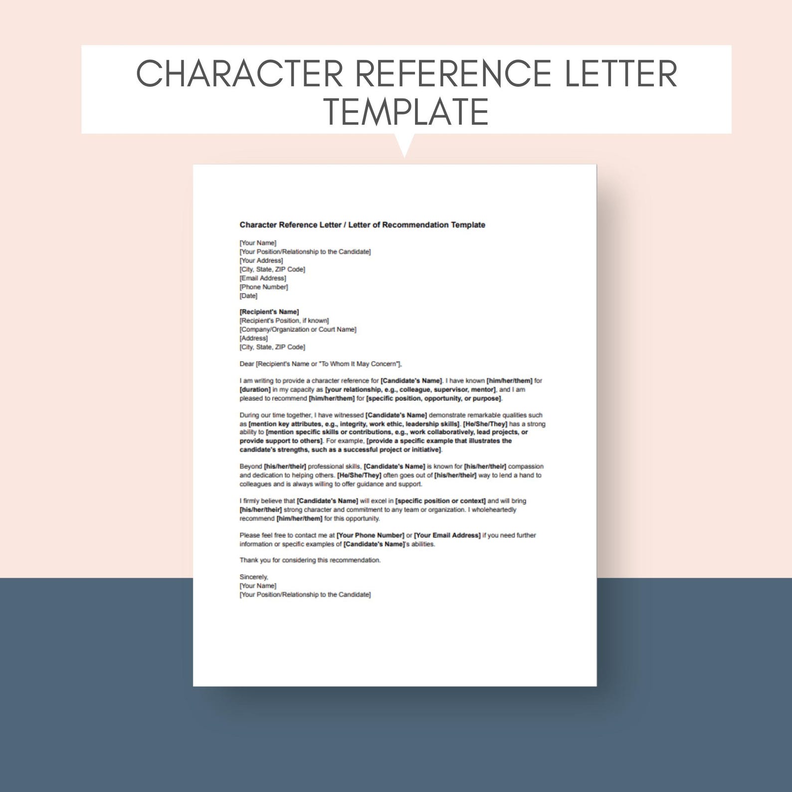 Character Reference Letter of Recommendation Template Letter of ...