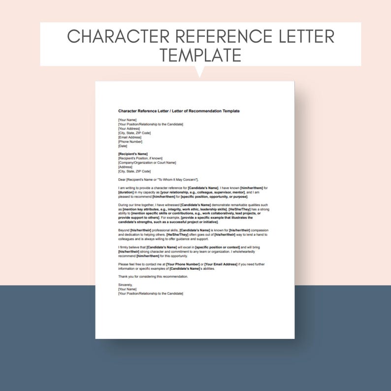 Character Reference Letter of Recommendation Template Letter of ...