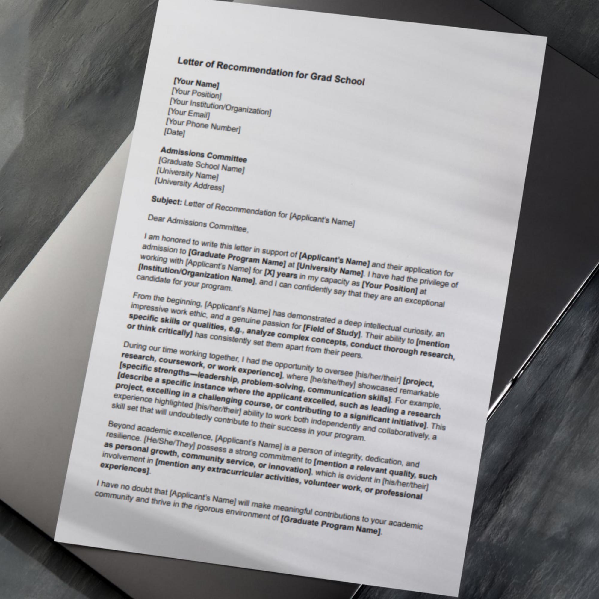 Letter of Recommendation for Grad School Recommendation Letter Template ...