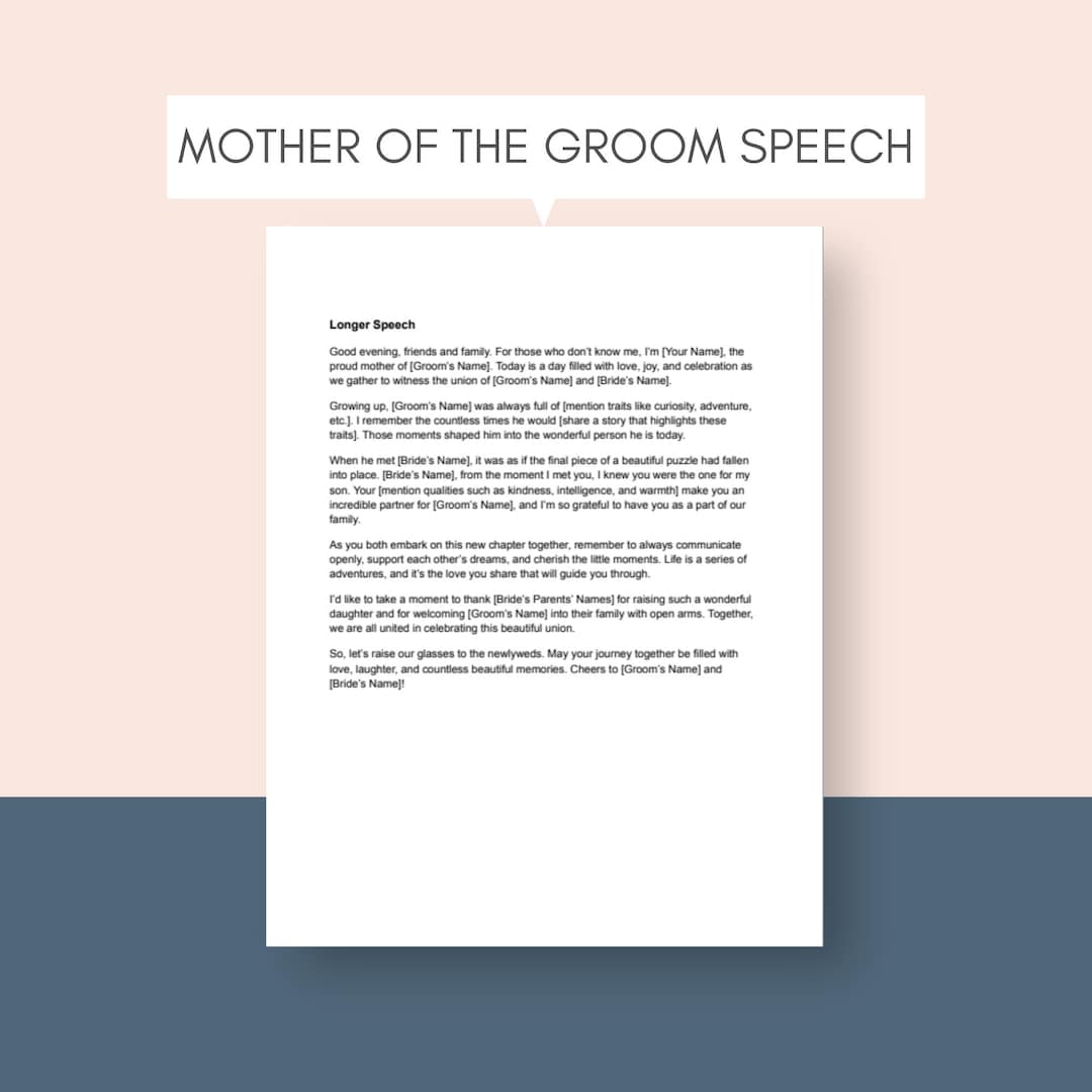 Mother of Groom Speech Toast Blessing Editable Mother of Groom Blessing ...