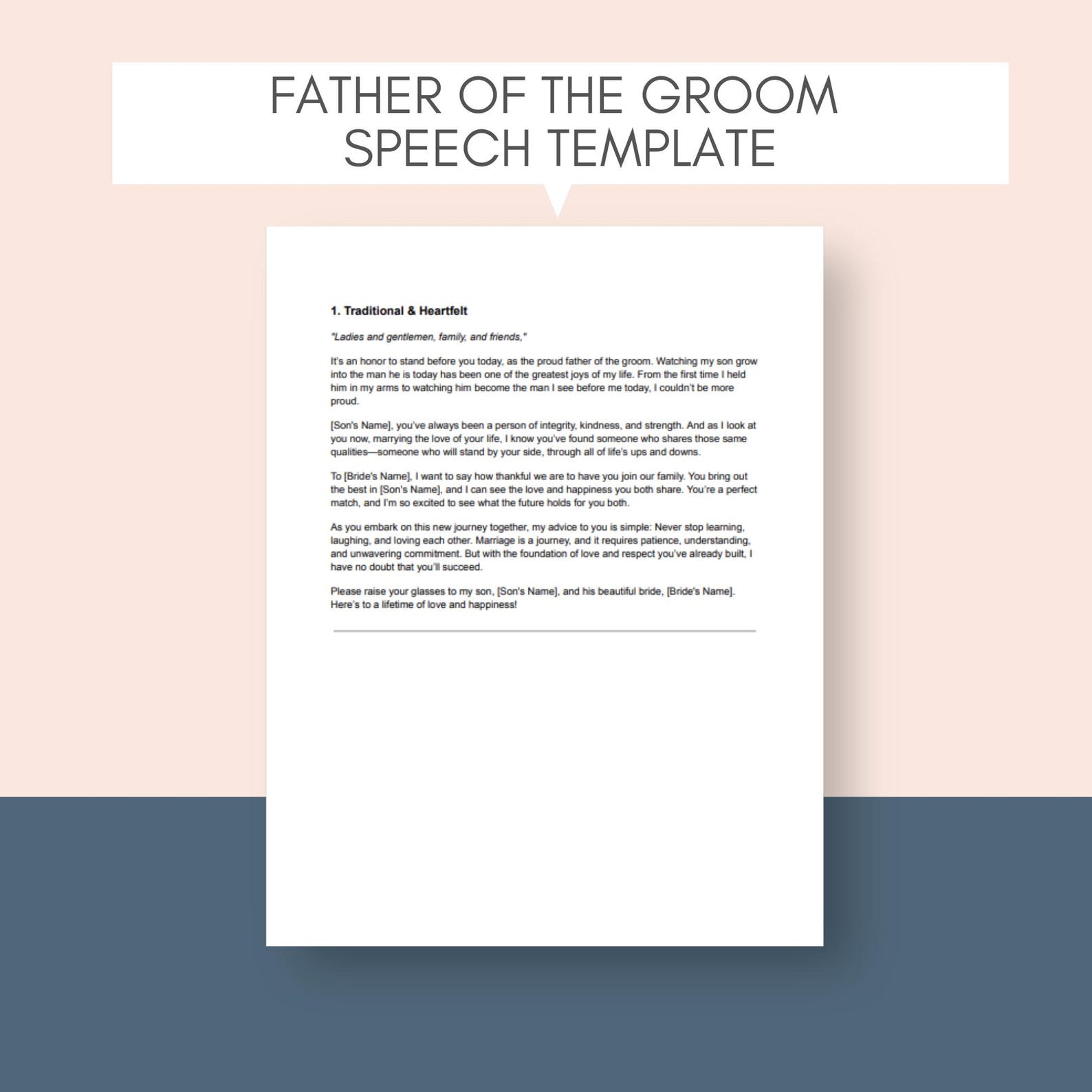 Father of the Groom Speech Toast Blessing Editable Father of the Groom ...
