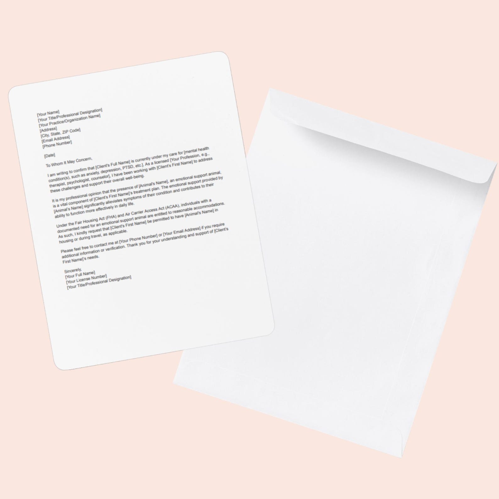 Emotional Support Animal Letter Template ESA Letter Template Service ...