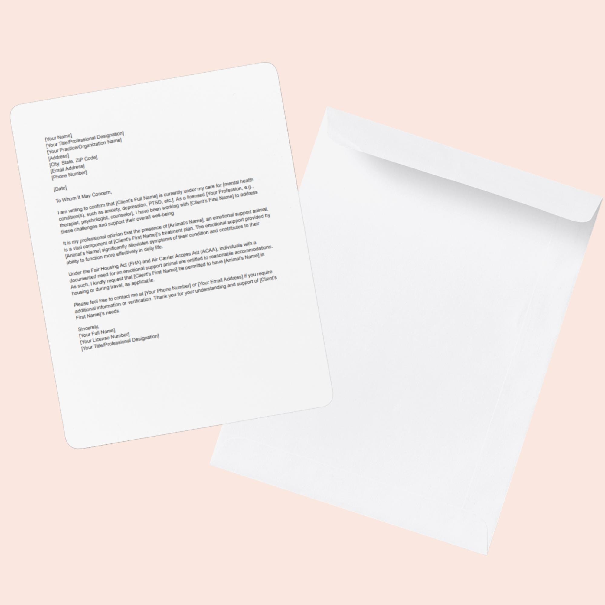 Emotional Support Animal Letter Template ESA Letter Template Service ...