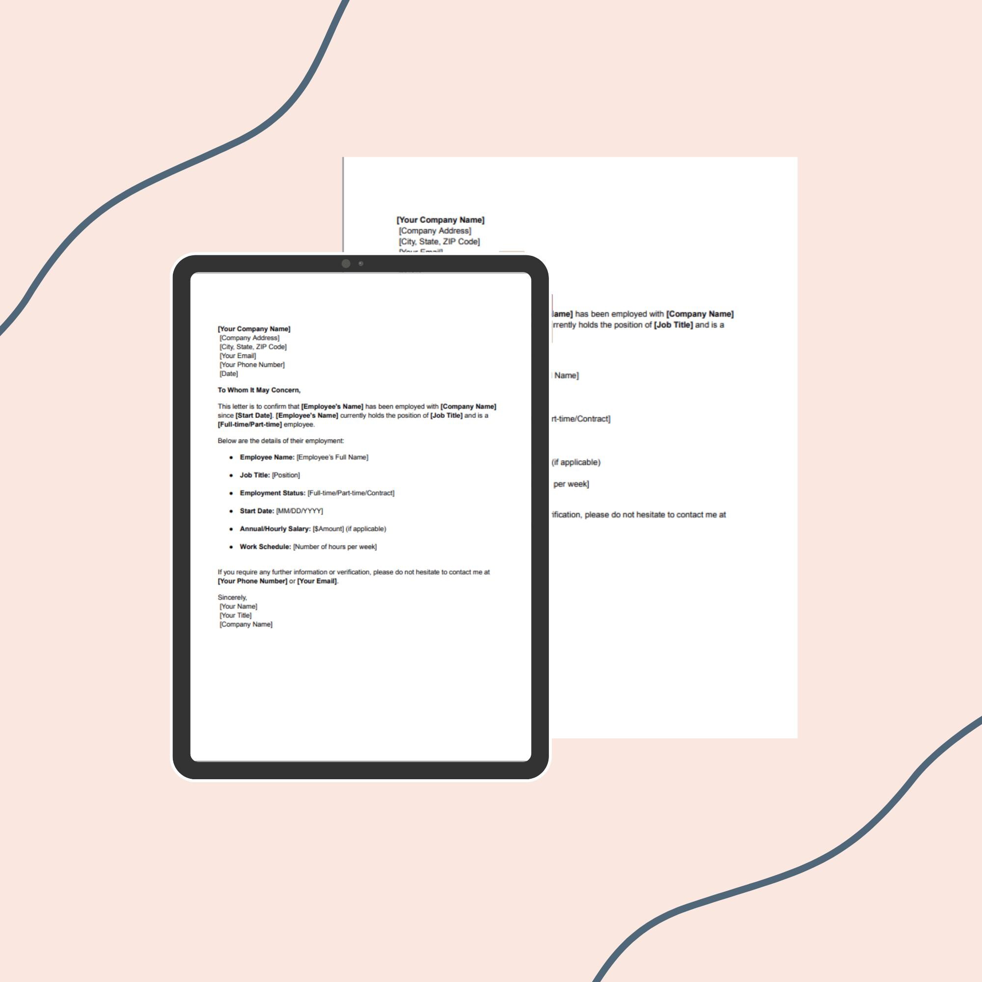 Employment Verification Letter Template Editable in Word and Google ...