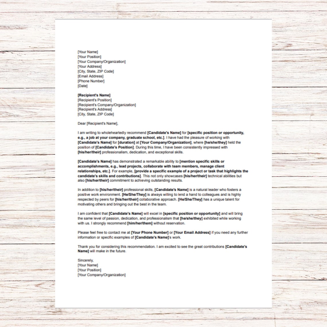 Professional Recommendation Letter Recommendation Letter Template ...