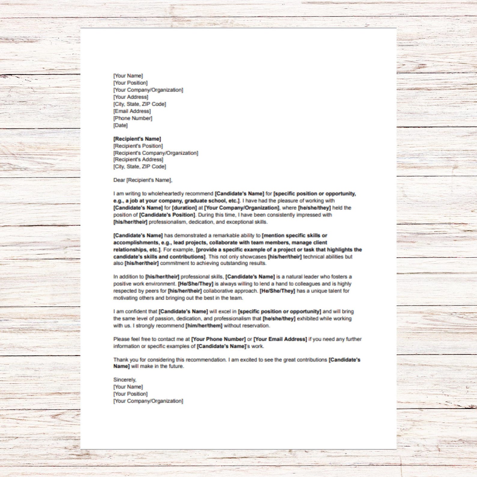 Professional Recommendation Letter Recommendation Letter Template ...