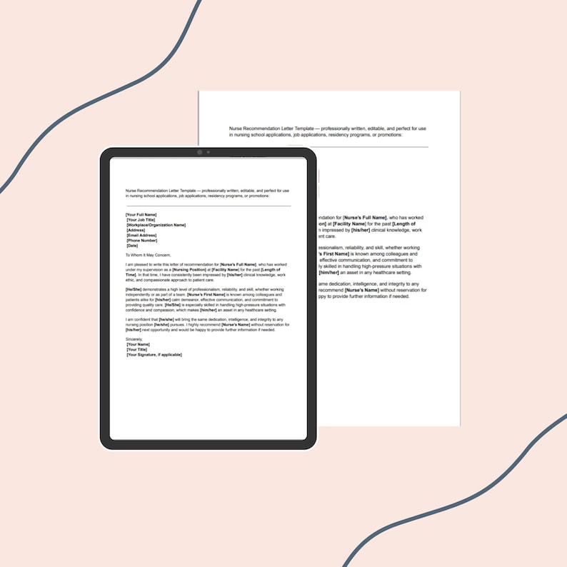 Nurse Recommendation Letter Template Nursing Reference Letter Editable ...