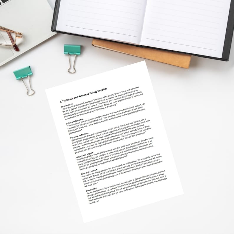 Eulogy Template Editable Funeral Speech Printable Memorial Service ...