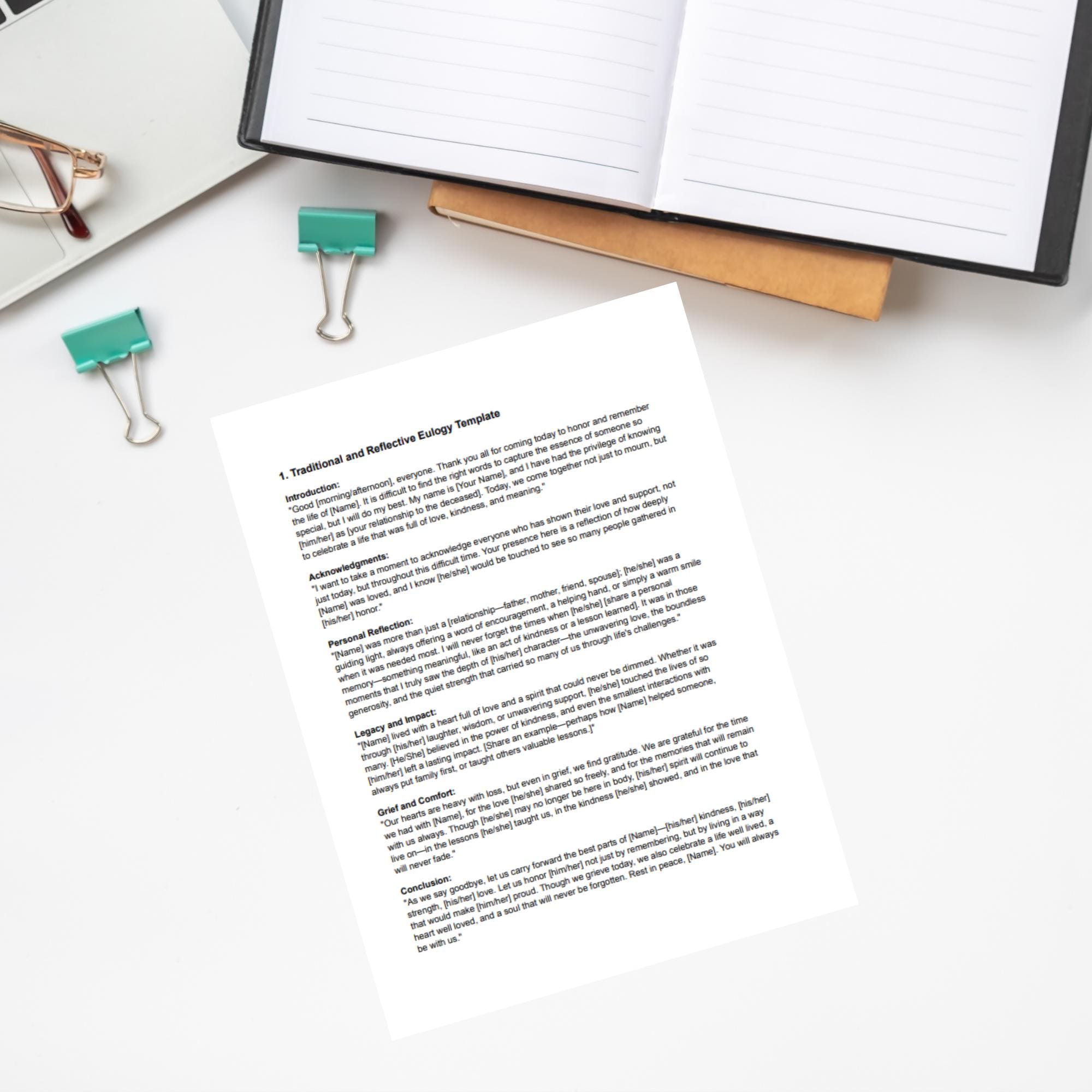 Eulogy Template Editable Funeral Speech Printable Memorial Service ...