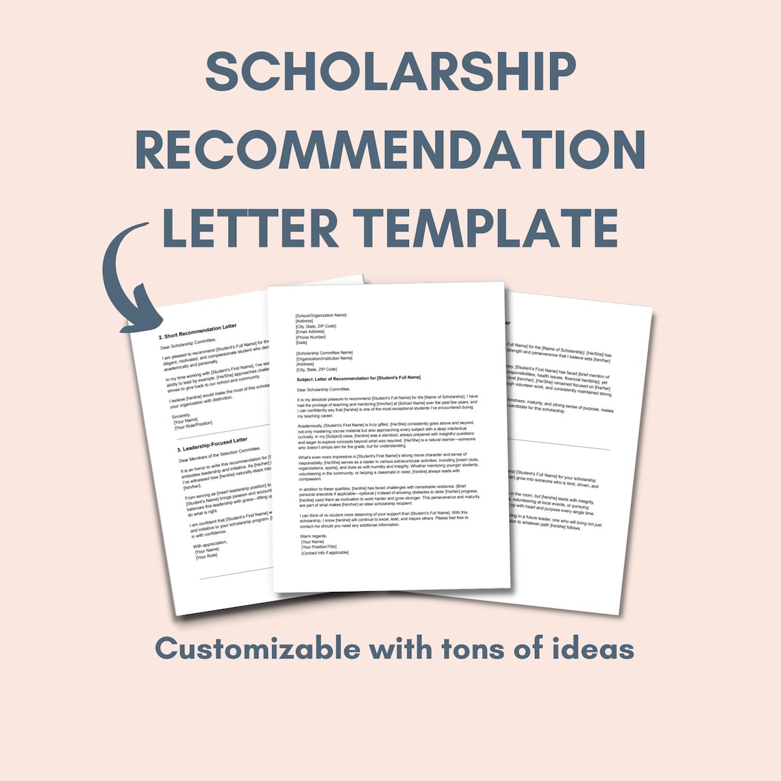 Scholarship Recommendation Letter Template Student College Academic ...