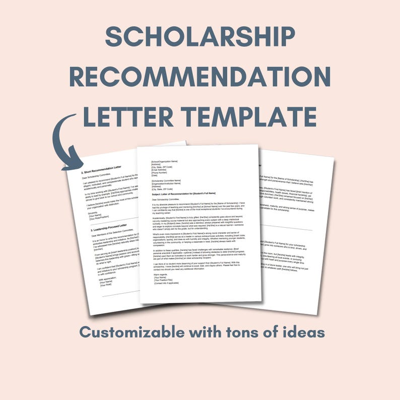 Scholarship Recommendation Letter Template Student College Academic ...