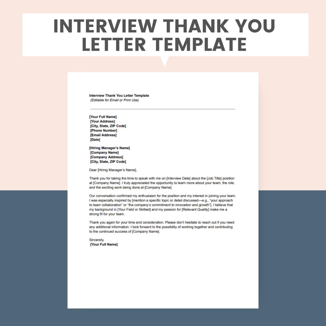 Interview Thank You Letter Template Job Interview Follow up Letter ...