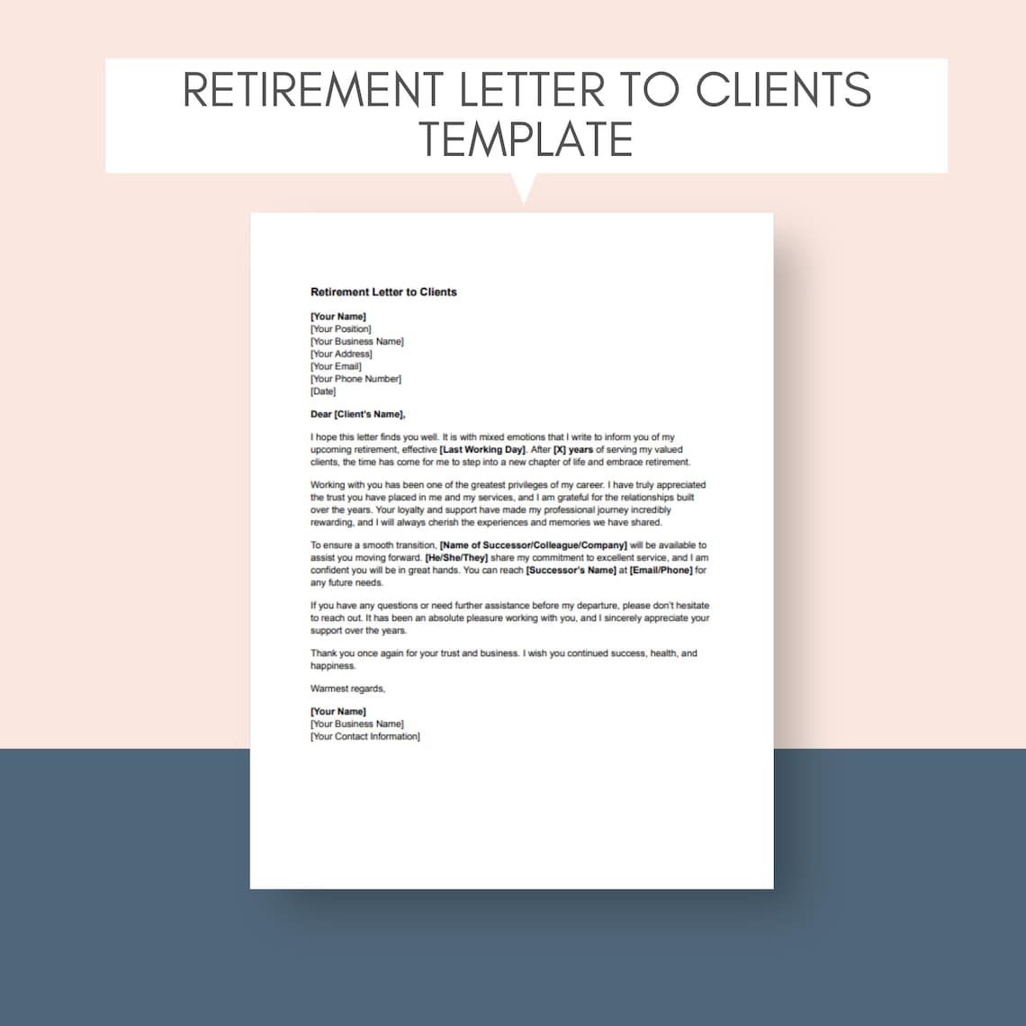 Retirement Letter Template Letter of Retirement Retiree Letter ...