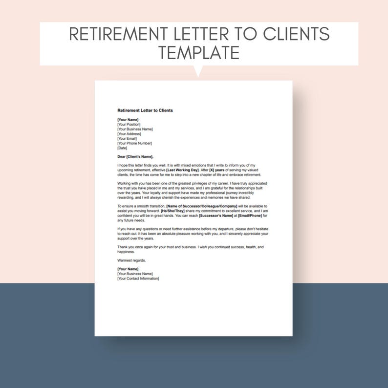 Retirement Letter Template Letter of Retirement Retiree Letter ...