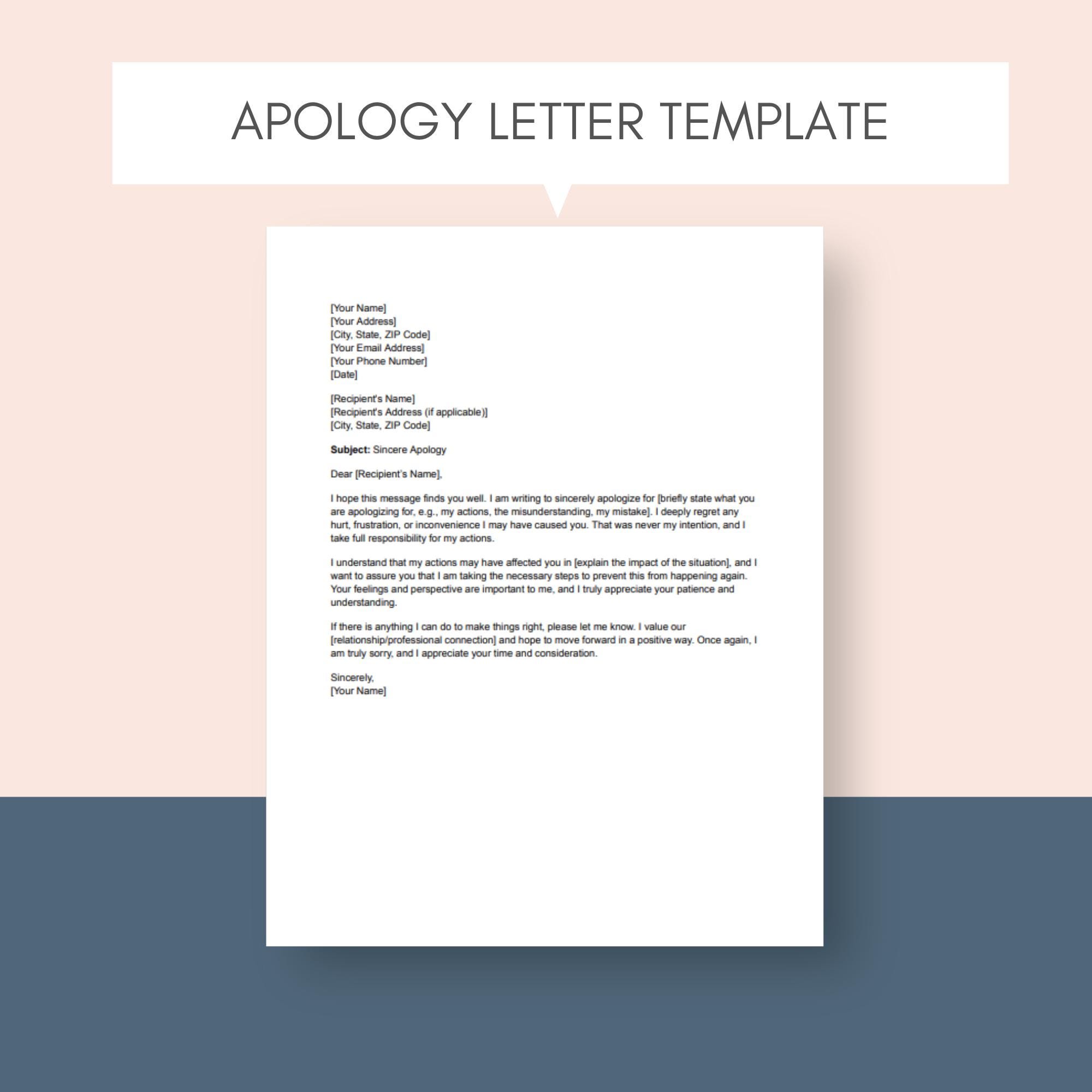 Apology Letter Template Professional Apology Letter Template Apology ...