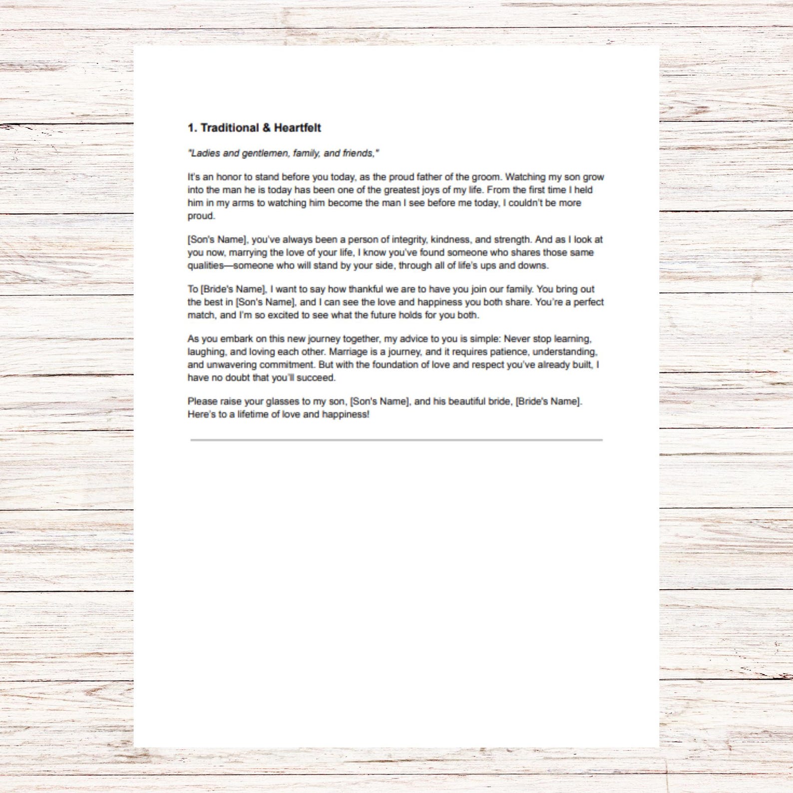 Father of the Groom Speech Toast Blessing Editable Father of the Groom ...