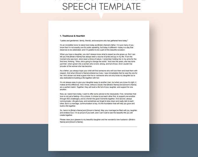 Mother of Bride Speech Toast Blessing Editable Mother of Bride Blessing ...