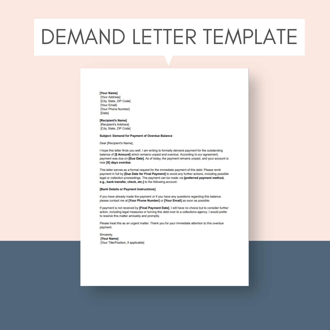 Demand Letter Template Editable Legal Payment Request Breach of ...
