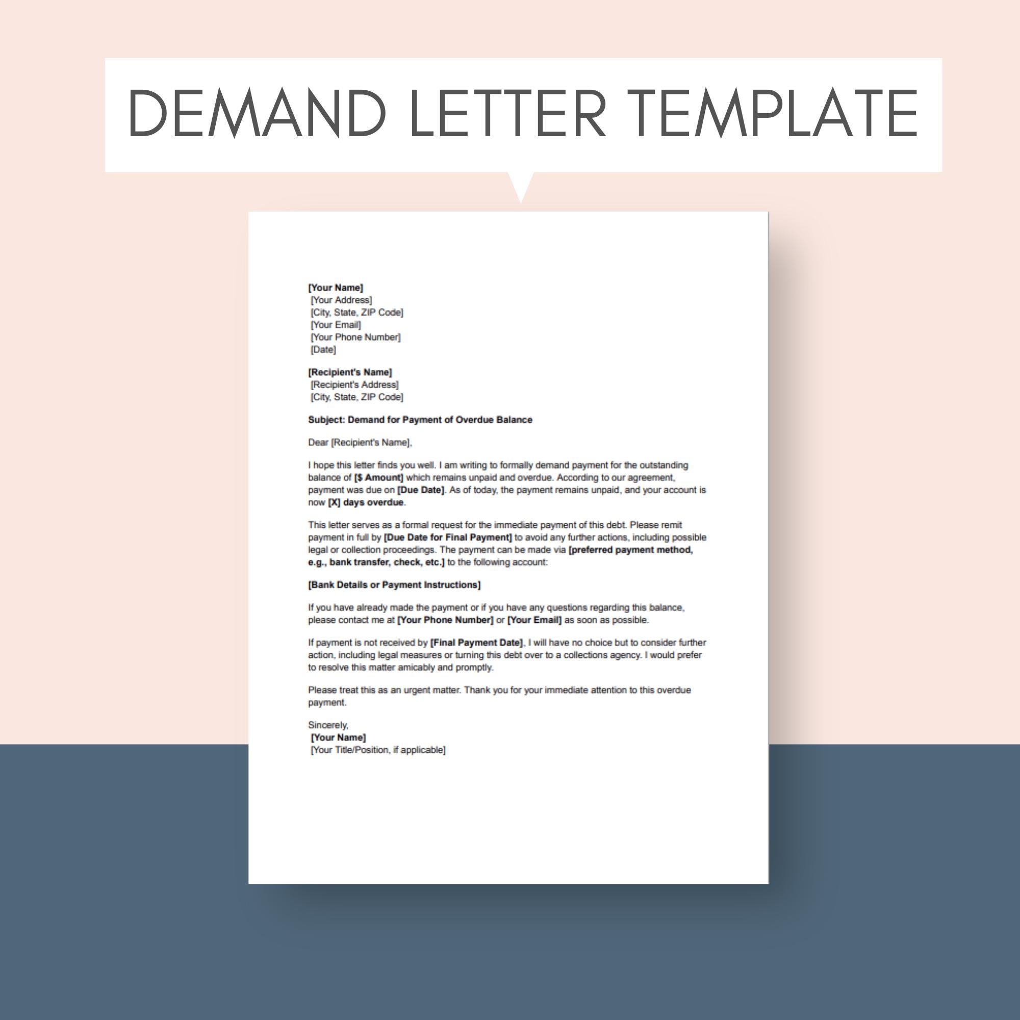 Demand Letter Template Editable Legal Payment Request Breach of ...