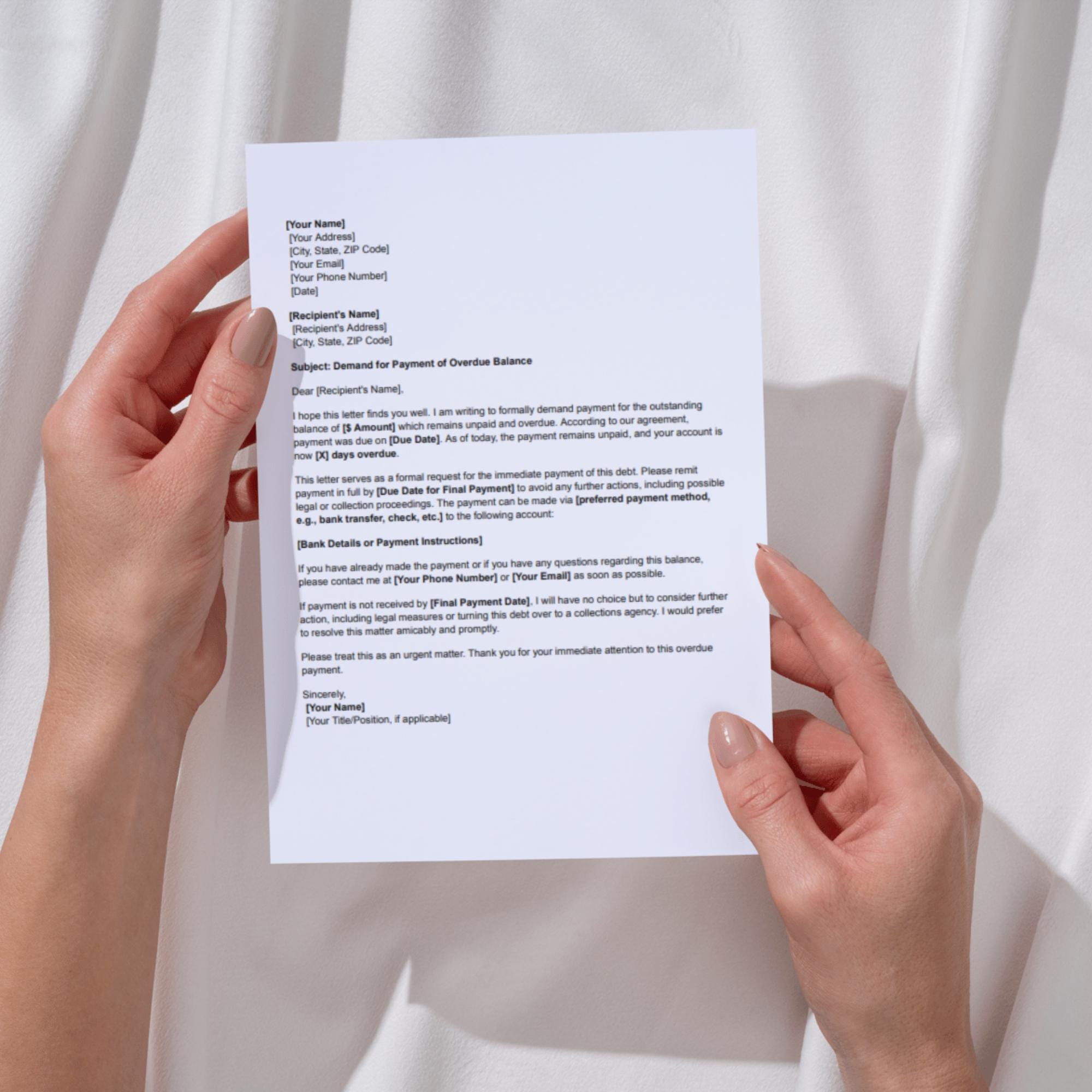 Demand Letter Template Editable Legal Payment Request Breach of ...