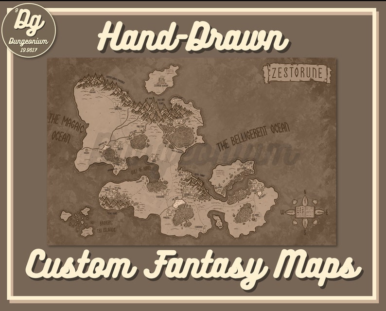 Hand-drawn Fantasy World Map Commission (digital) - Etsy