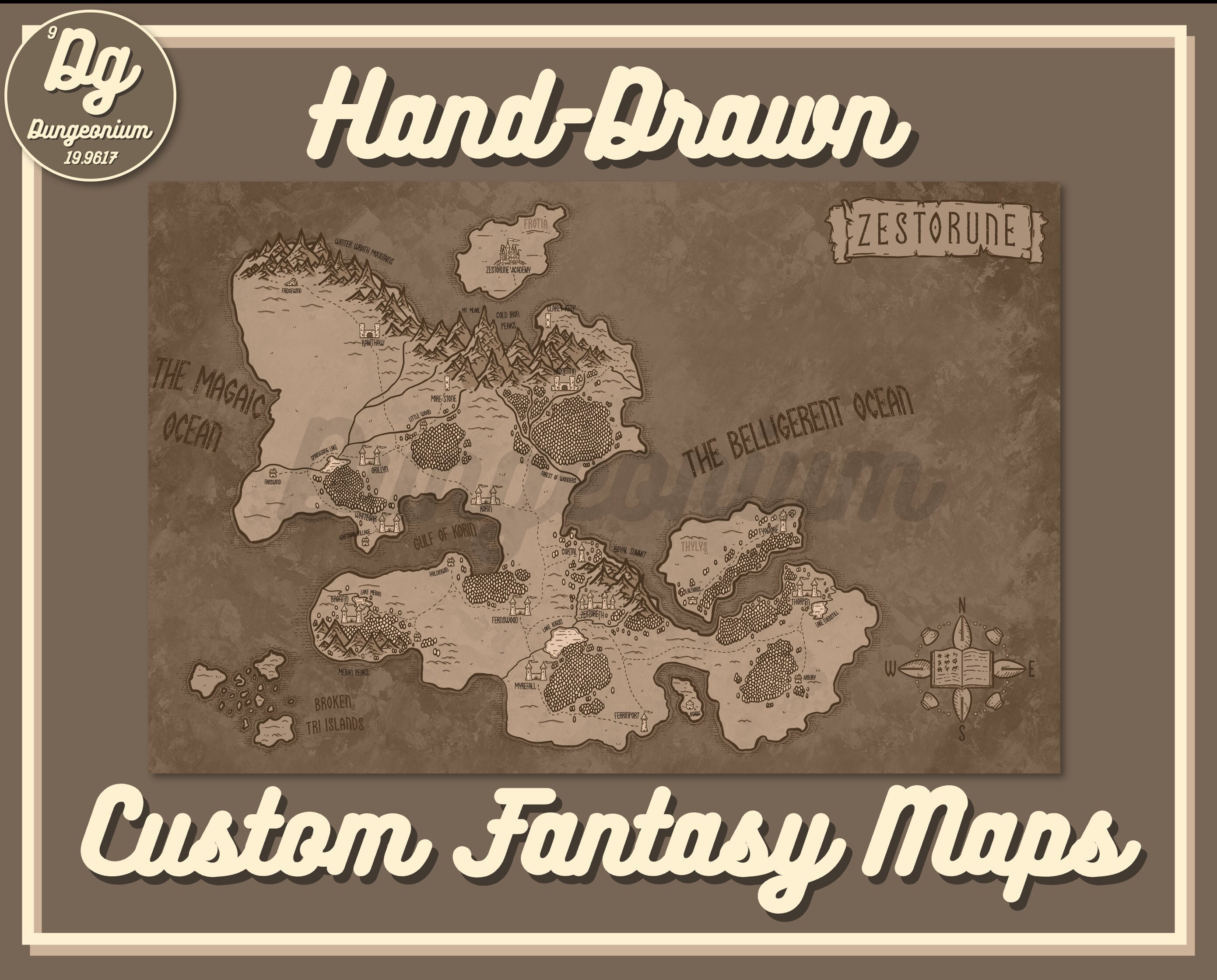 Hand-drawn Fantasy World Map Commission (digital) - Etsy