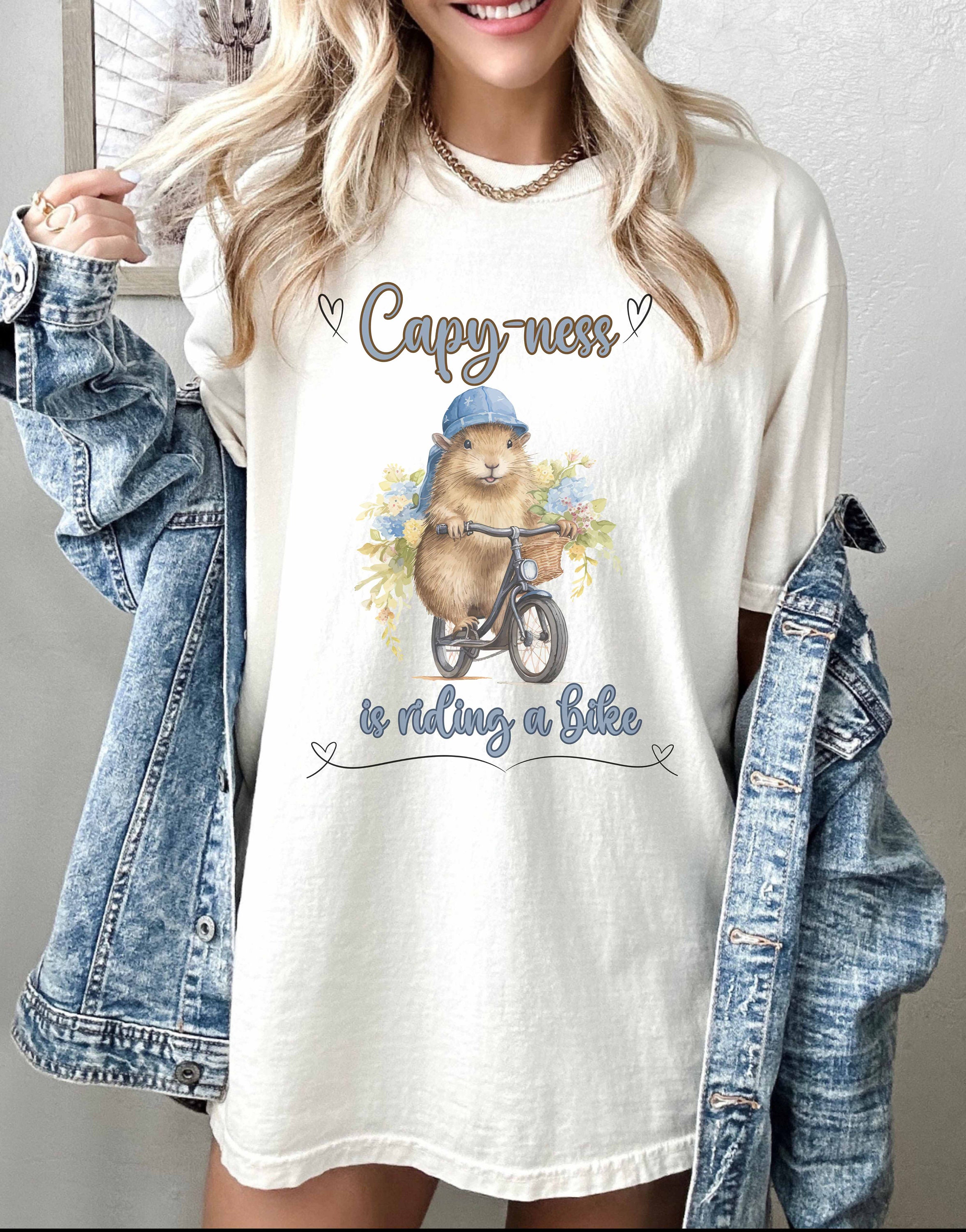 Capybara Shirt, Cute Capybara Shirt capi-ness îs Riding a Bike, Bike ...