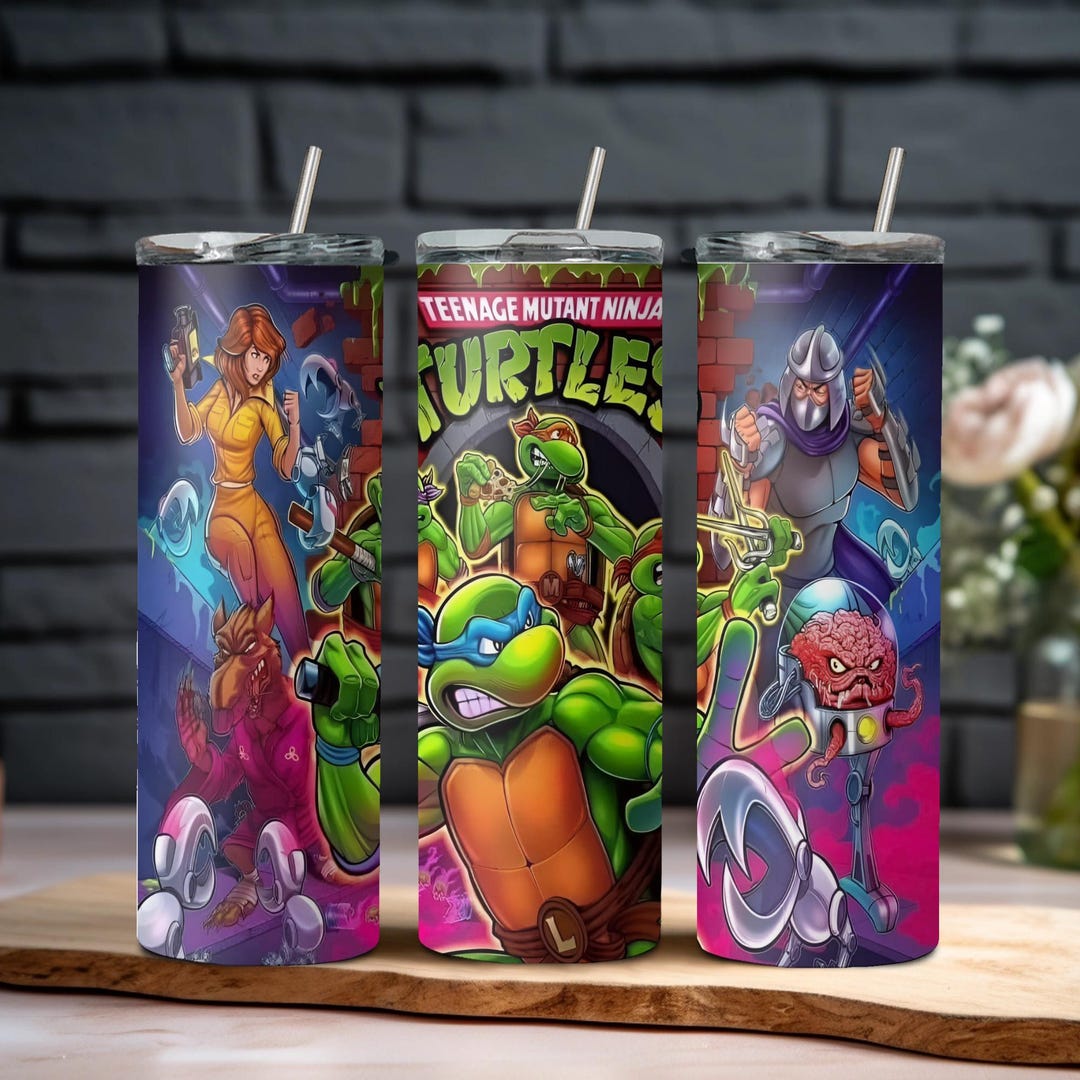 TMNT, Cartoon 20oz Stainless Steel Reusable Tumbler With Lid and Straw ...